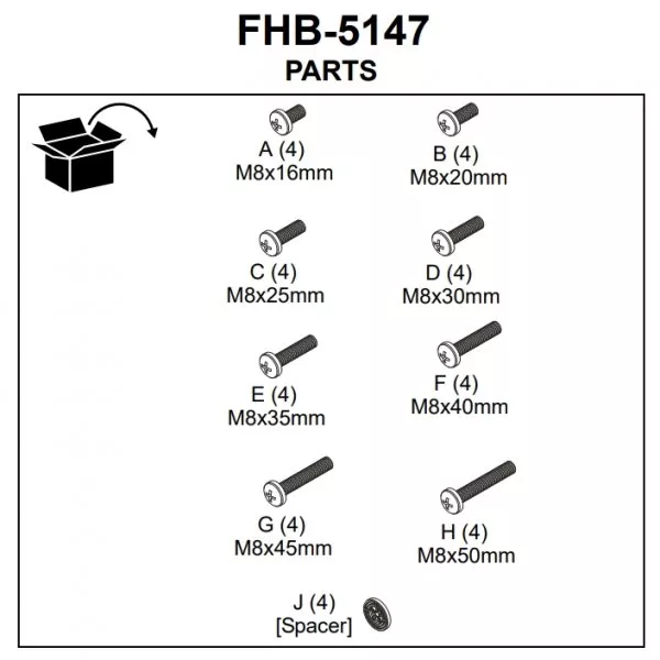 Chief | Chief M8 x 50MM HARDWARE SCREWS
